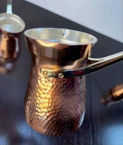 Турка для кофе, кофеварка 140мл лужение серебро