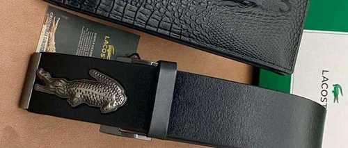 Ремень мужской кожаный Lacoste (Лакосте) Новый