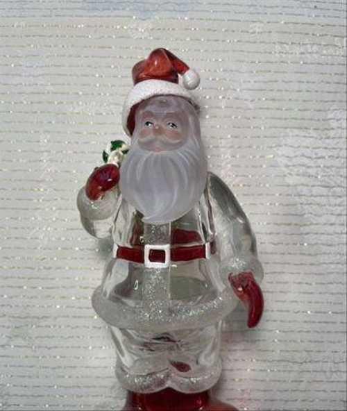 Стеклянная фигурка Деда Мороза и керамическая фигу