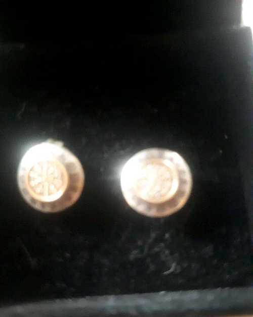 Серьги Пандора биколор Логомания