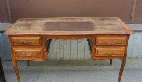 Старинный письменный стол,дубовый,4 ящика