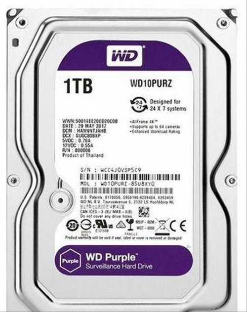 Жесткий диск WesternDigital WD Purple 1TB WD10purz