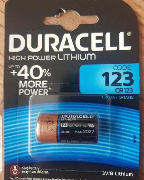 Батарейка Батарейка CR123 Duracell до 2027г