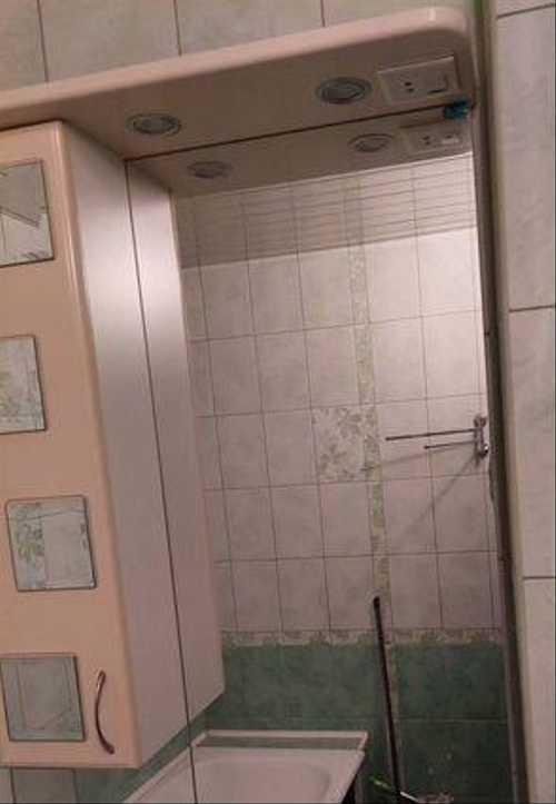 Ванна чугунная 170х75, шкафчик с зеркалом в ванную