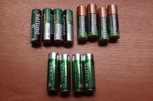 Аккумуляторы AA Duracell Varta Philips 12шт
