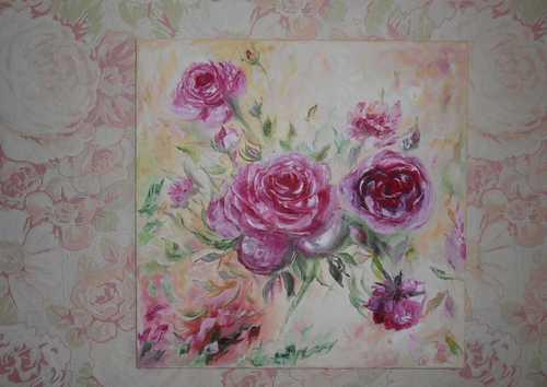 Картина маслом "Розовые розы"