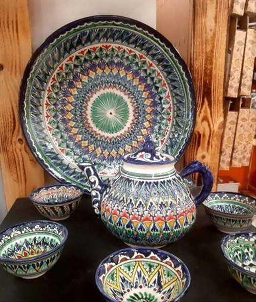Узбекская посуда ручной работы Риштан керамика