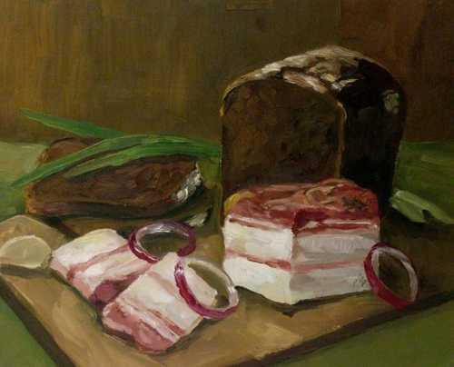 Натюрморт "Хлеб и сало"