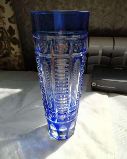 Синяя ваза из цветного хрусталя Германия кобальт