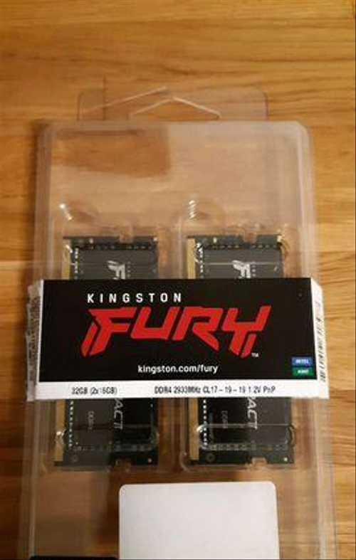 DDR4 32gb 2933MHz (2 планки по 16gb) kingston fury
