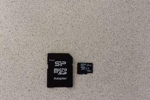 Карта памяти micro sd 128GB SiliconPower + адаптер