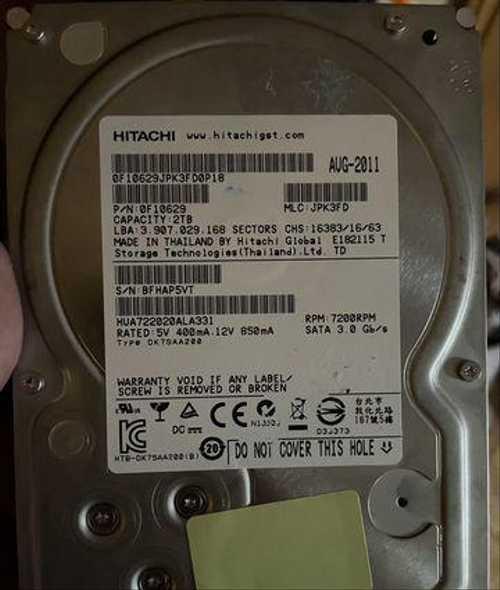 HDD Hitachi 2Тб 7200