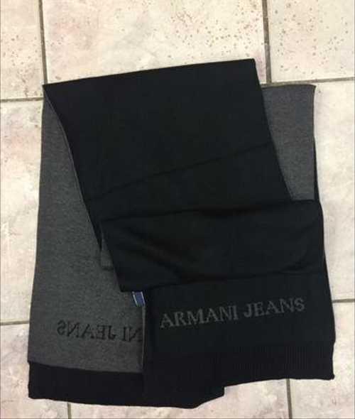 Шарф шерстяной Armani Jeans новый.Черный серый