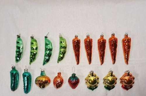 Елочные игрушки СССР (овощи, фрукты, цветы)