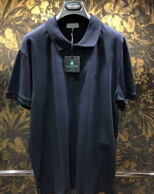 Lanvin поло с нашивкой L на груди blue