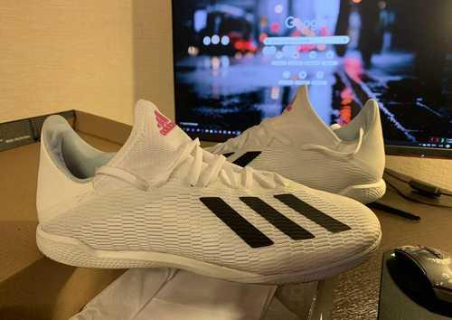 Бутсы футбольные (футзалки) Adidas X 19.3 белые 43