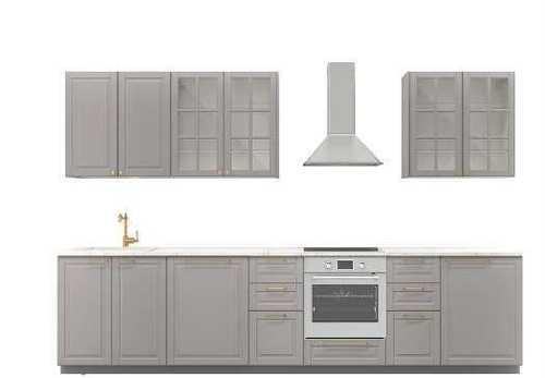 Кухня IKEA метод будбин серый 340X60X228 см
