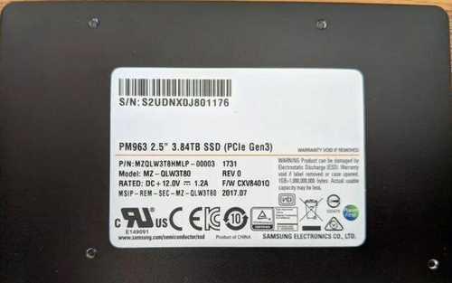 Samsung PM963 3.84 TB, 2.5 inch (mzqlw3T8hmlp) SSD