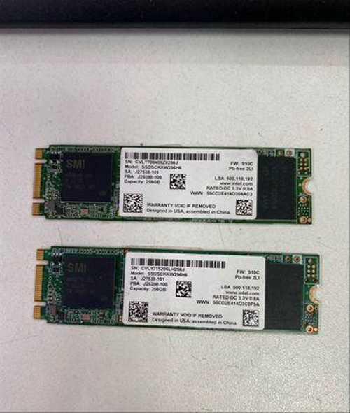 SSD M.2 бу Intel ssdsckkw256H6 256 gb 3129 час
