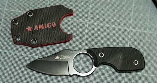 Шейный нож Amigo X Black Titanium AUS-8