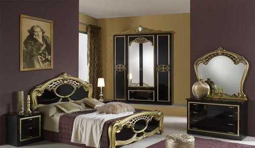 Спальня Ольга , черная с золотом, со склада