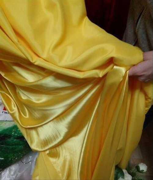 Ткань атлас-стрейч желтый