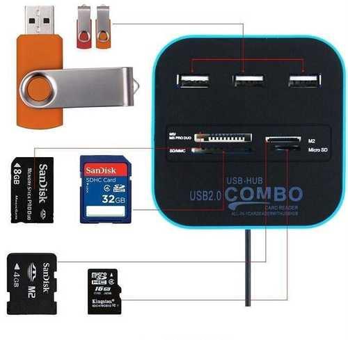 Combo CB-10 : Card Reader + HUB USB 3 порта USB