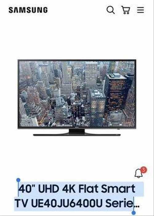 LED-телевизор Samsung UE40JU6400 черный 40" (101 с