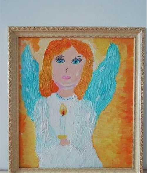 Интерьерная картина маслом "Ангел-Хранитель"