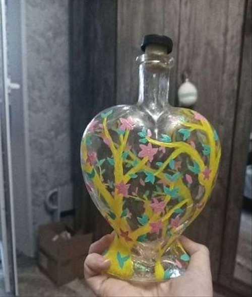 Ваза/Бутылка стекло в форме сердца