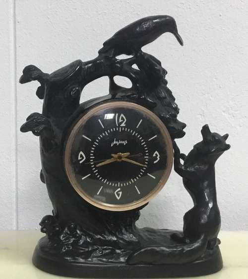 Чугунные часы. Часы ворона и лисица Касли. Часы ворона и лиса Касли. Каслинское литье часы ворона и лисица.