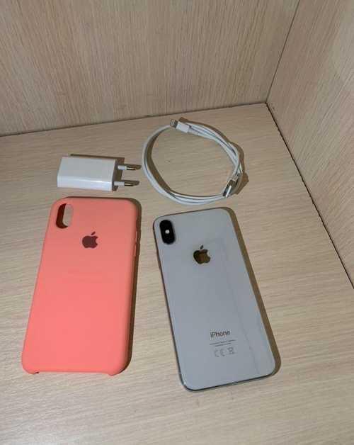 Телефон iPhone X 256gb серебро британец