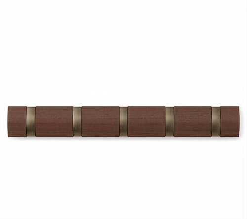 Вешалка настенная горизонтальная Flip 5 крючков коричневая