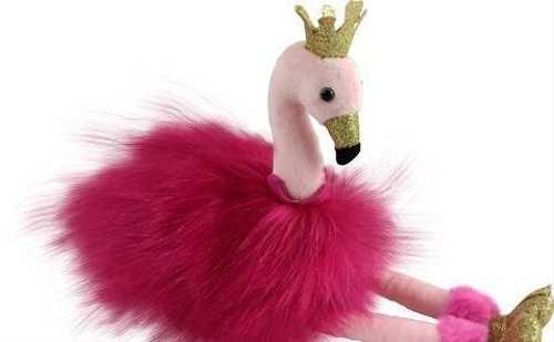 Мягкая игрушка Фламинго розовый с золотыми лапками