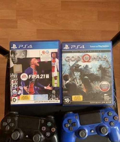 Sony ps4 slim 500gb + 2 джойстика + 7 игр
