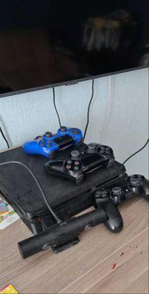 Sony playstation 4 + 3 пульта, камера, игры