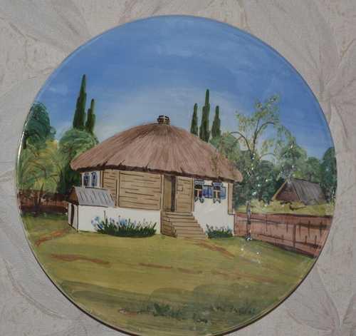 Настенная тарелка, художественная роспись, СССР