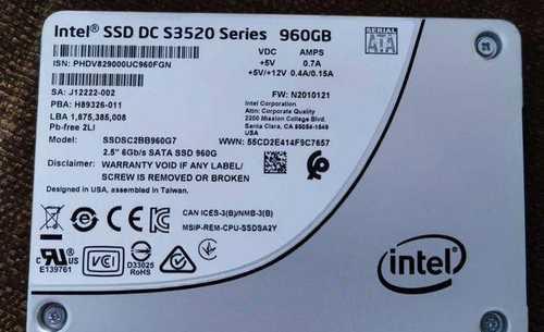 Intel ssd DC s3520 series 960gb