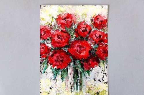 Картина Букет Красные розы подарок женщине