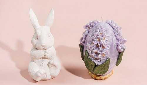 Подарочный набор: свеча яйцо, фигурка кролика