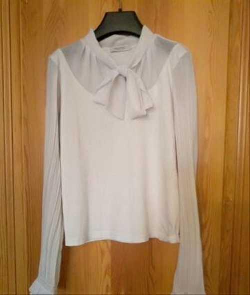 Нарядная школьная блузка 146 из шелка и трикотажа