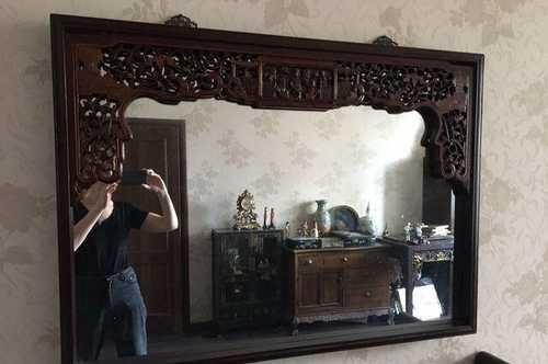 Зеркало резное старинное китайское