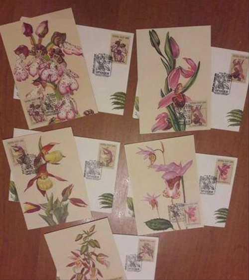 Набор Орхидеи конверты открытки СССР
