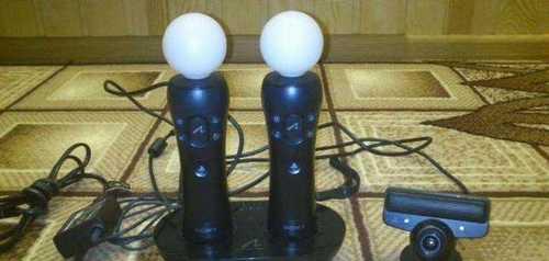 Набор Move PS3 2 стика, 2х зарядка, камера, диски