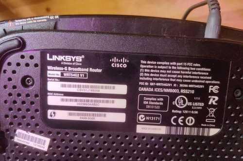 Wi-fi роутер cisco linksys WRT54G2 V1