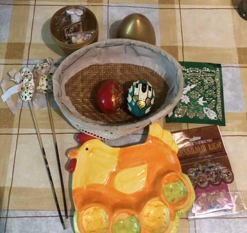 Пасхальный набор, деревянные декоративные яйца