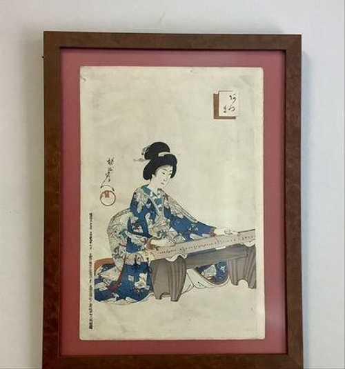 Японская гравюра, автор Тиканобу, 1896 год