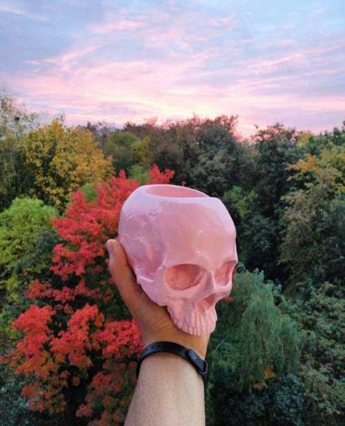 Розовый череп Pink skull подставка для кисточек и