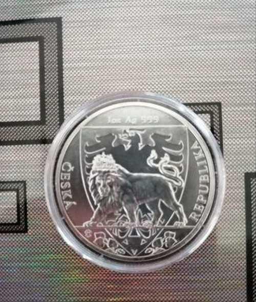 Серебряная монета Чешский лев 2020