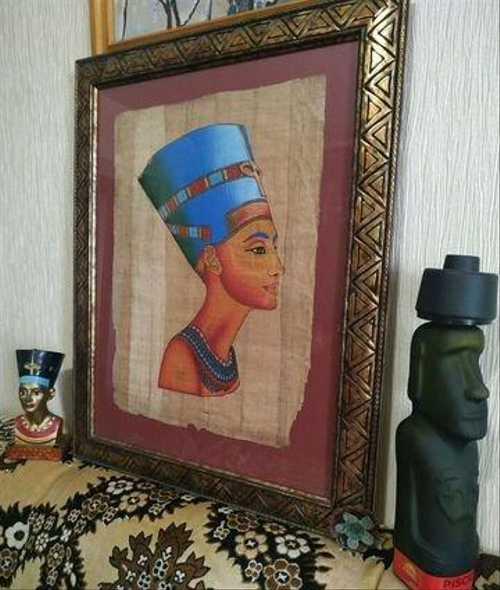 Картина на папирусе из Египта, подставка для ручек